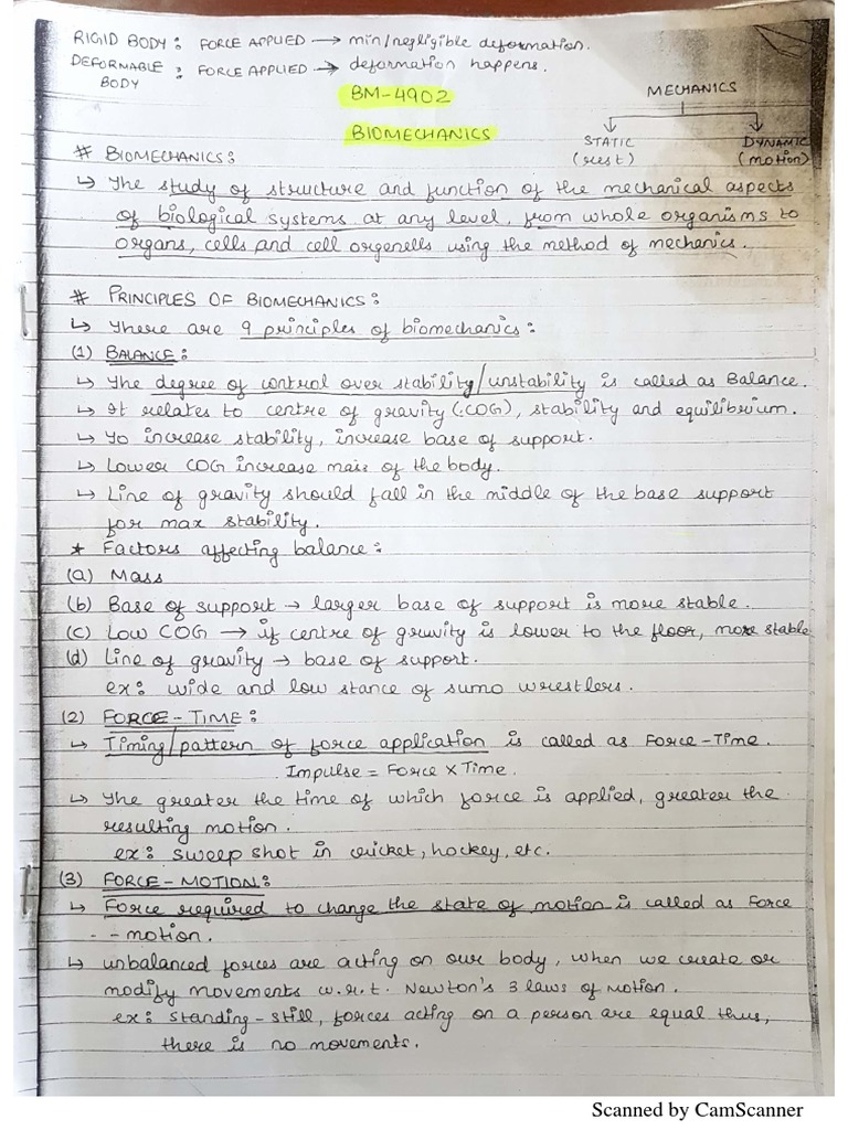 Biomechanics Notes PDF | PDF