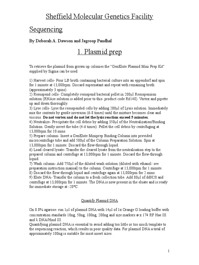 Sequencing Clean Up Protocol EDTA | PDF | Dna Sequencing | Organisms