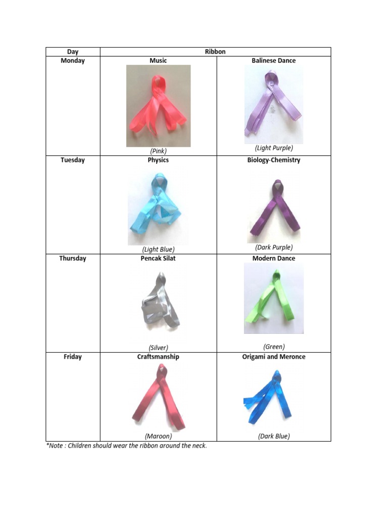 Weekly Activity Schedule with Ribbons | PDF