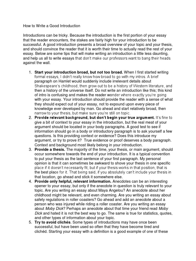 How To Write A Good Introduction | PDF | Thesis | Essays