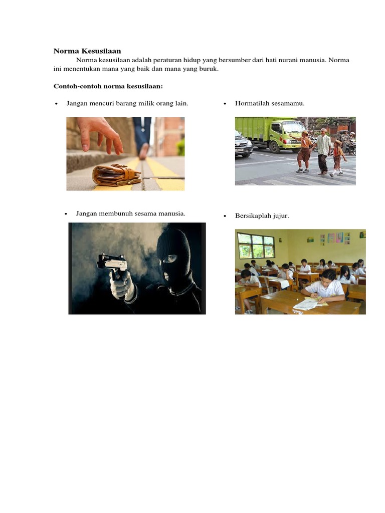 Contoh-Contoh Norma Kesusilaan | PDF | Ilmu Sosial | Gaya Hidup