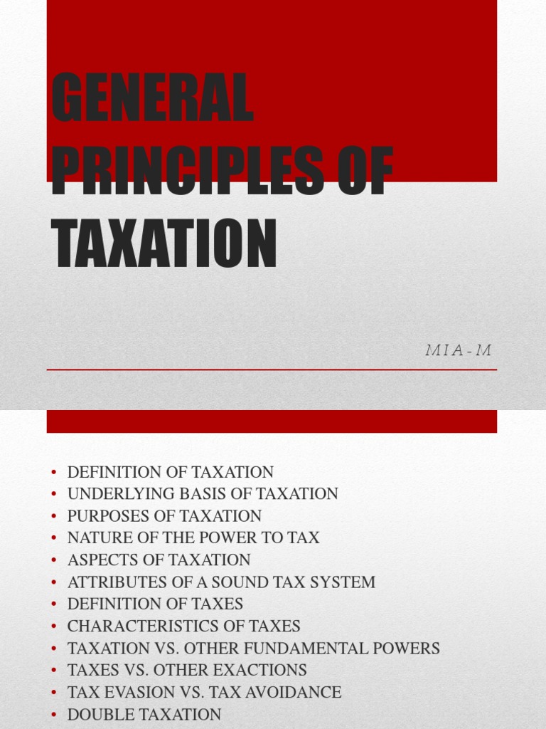 Taxation General Principles | PDF | Taxpayer | Double Taxation