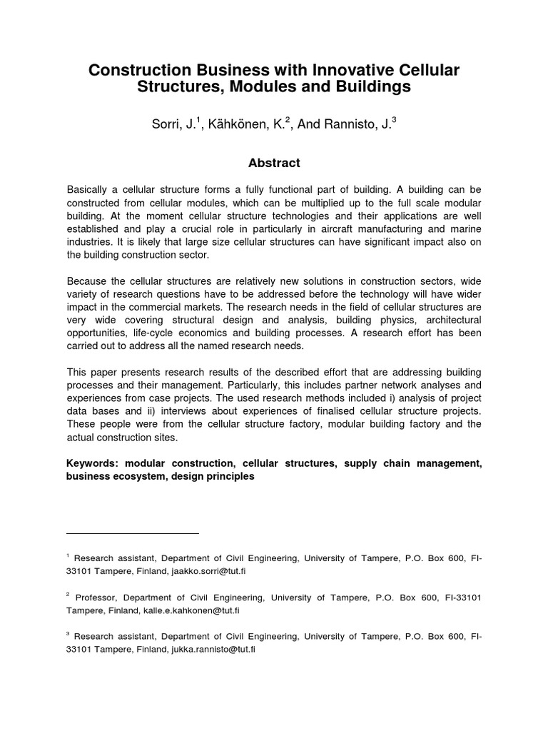 Construction Business With Innovative Cellular Structures, Modules and ...