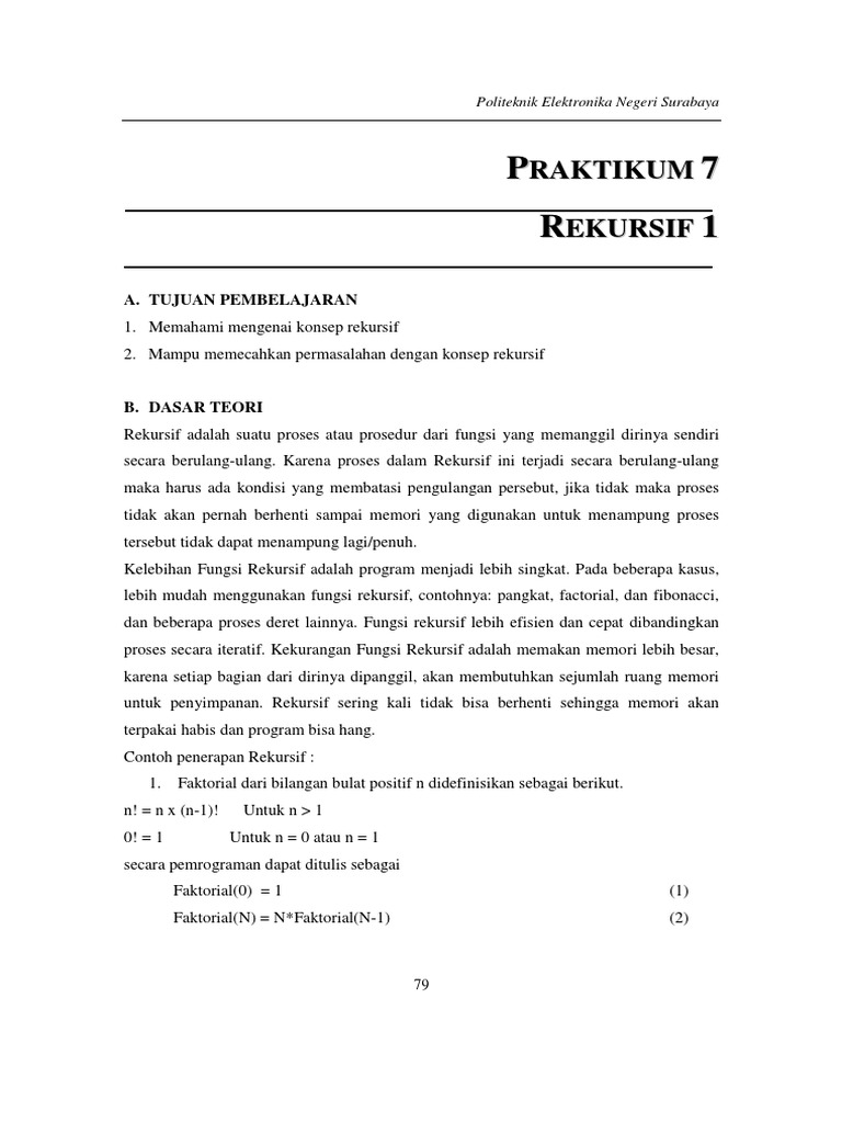 REKURSI DAN FUNGSI REKURSIF | PDF