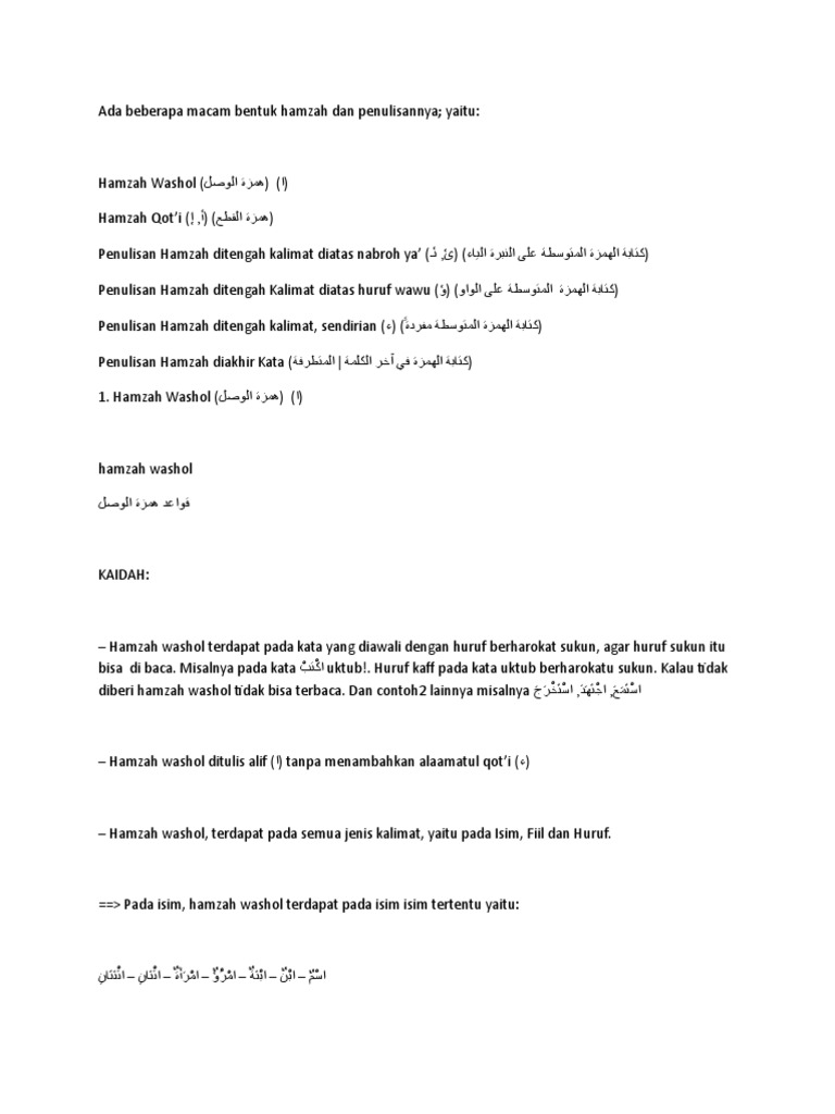 Kaidah Penulisan Hamzah | PDF