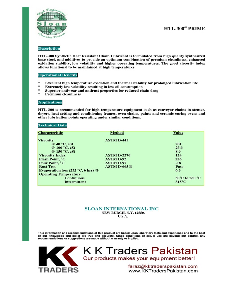 HTL 300 | PDF | Lubricant | Viscosity