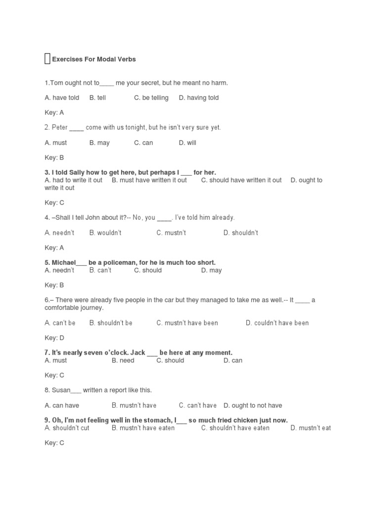 Modals Exercises | PDF