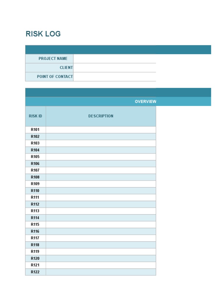 Risk Log: Project Name Client Point of Contact | PDF | Business