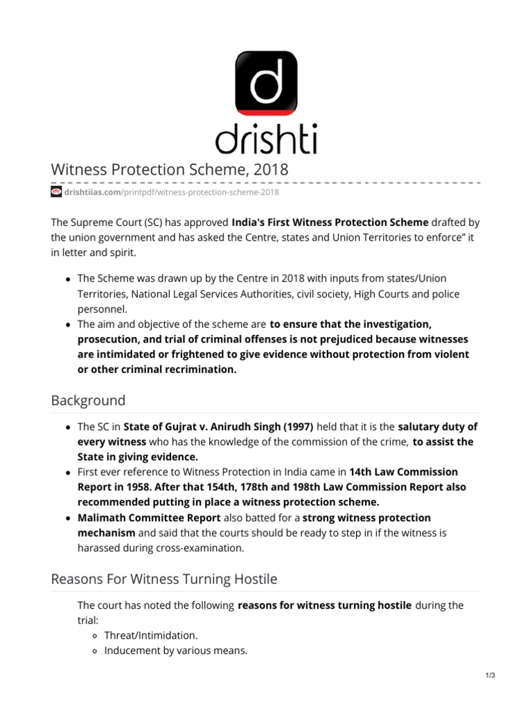 Witness Protection Scheme 2018 | PDF | Witness | Prosecutor