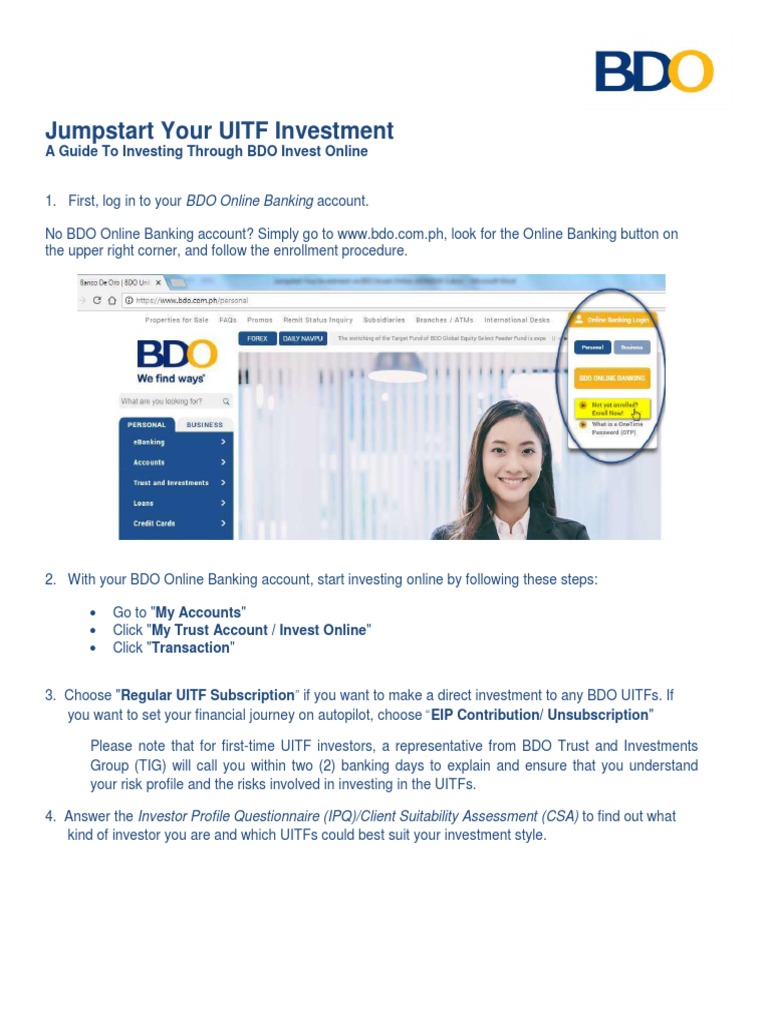 Jumpstart Your UITF Investment: A Guide To Investing Through BDO Invest ...