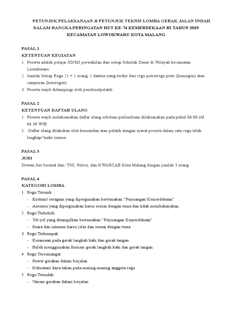 Juknis Lomba Gerak Jalan | PDF Juknis Lomba Gerak Jalan | PDF