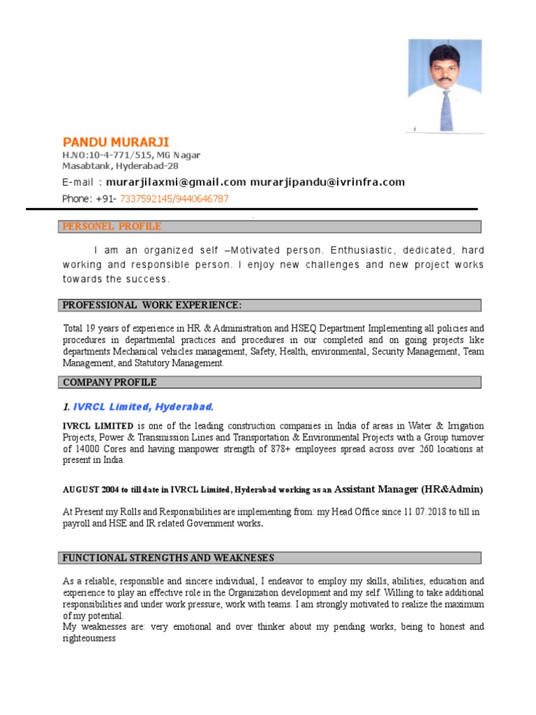 MR CV Nov-2019 Updated | PDF | Employment | Human Resource Management