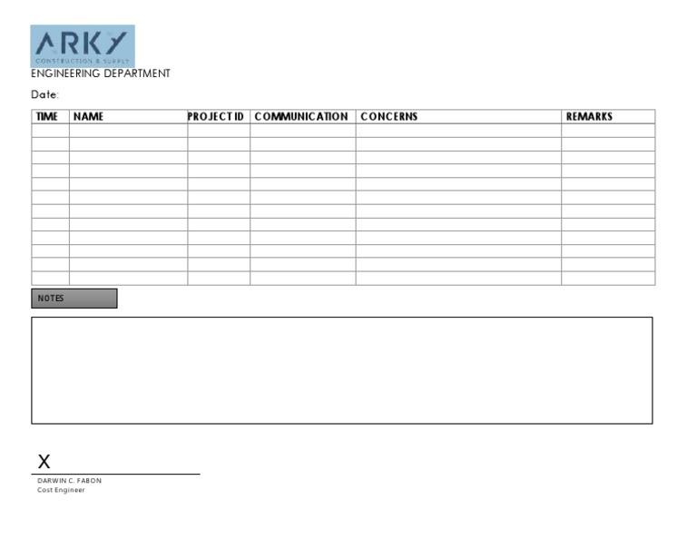 Daily Activity Log Sheet | PDF
