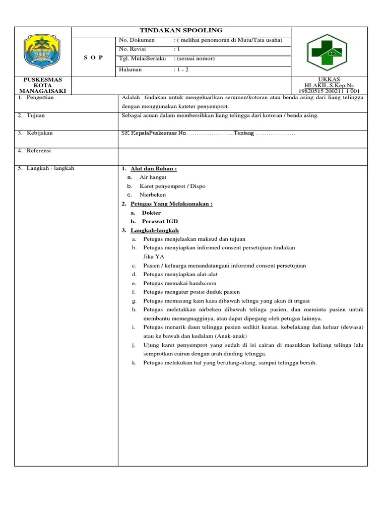 Sop Tindakan Spooling | PDF