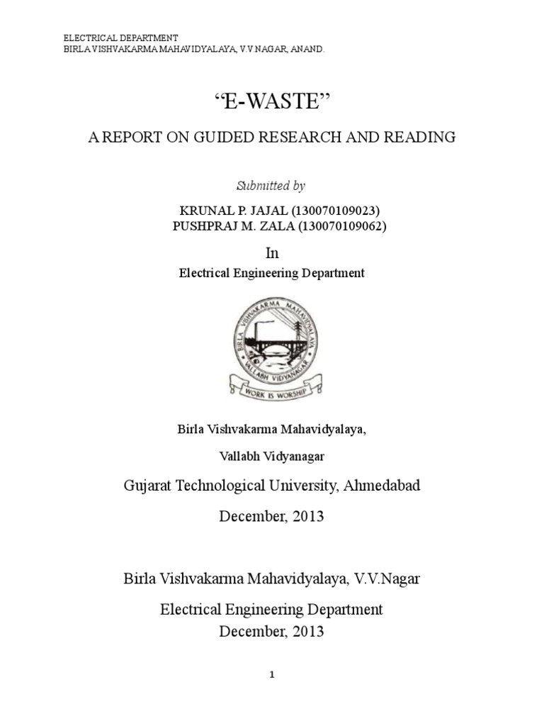 E WASTE Seminar Report | PDF | Electronic Waste | Recycling