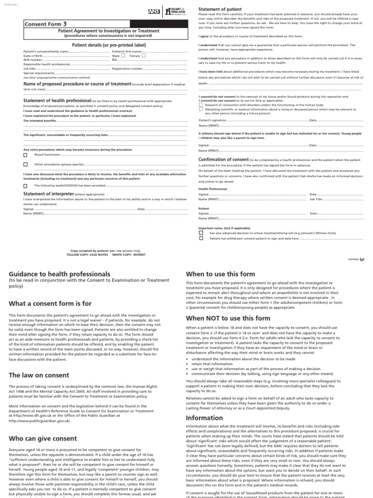 Consent 20 Form 203 | PDF | Consent | Patient