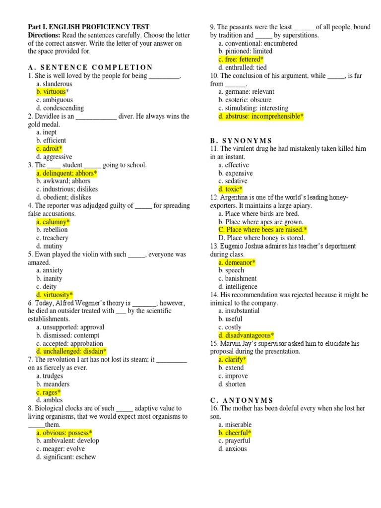 EPT Sample Test | PDF