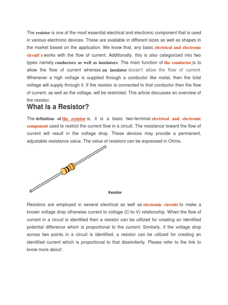 What Is A Resistor?: Electrical and Electronic Circuit's The Conductor ...