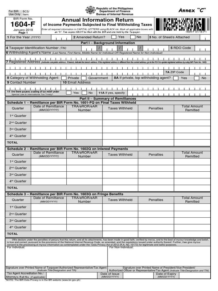 1604e 2018 | PDF | Withholding Tax | Income Tax