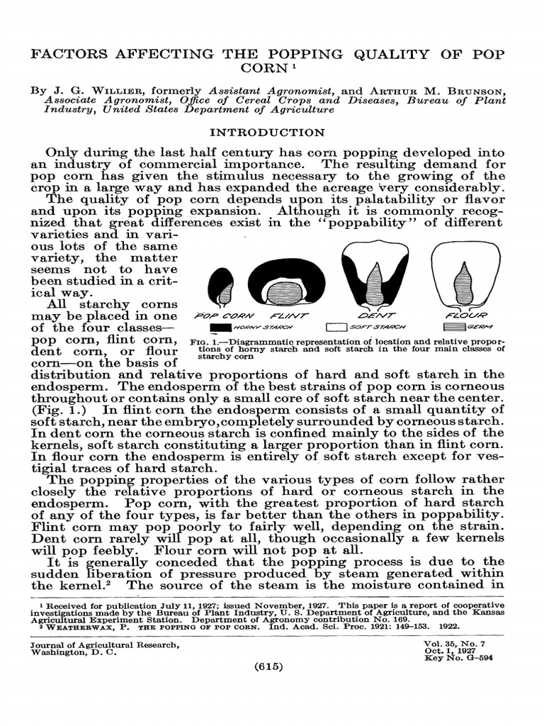 Factors Affecting The Popping Quality of Pop Corn | PDF | Correlation ...