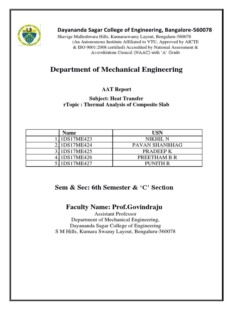 Department of Mechanical Engineering | PDF | Thermodynamics | Applied ...