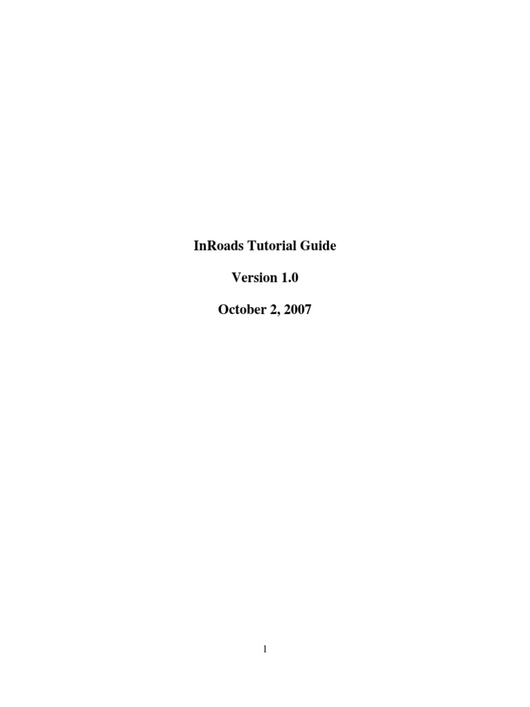 InRoads Tutorial Guide | PDF | System Software | Software