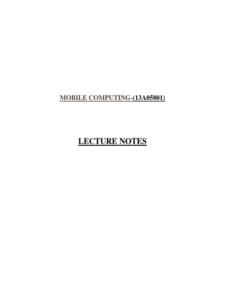 Mobile Computing Lecture Notes Pdf Wireless Lan Ieee 802 11