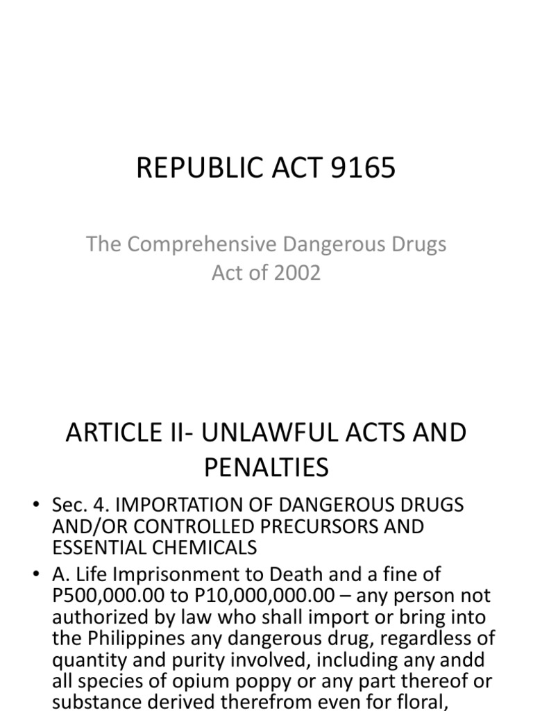Republic Act 9165: The Comprehensive Dangerous Drugs Act of 2002 | PDF ...