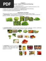 Classification of Salad According To Ingredients Used | PDF