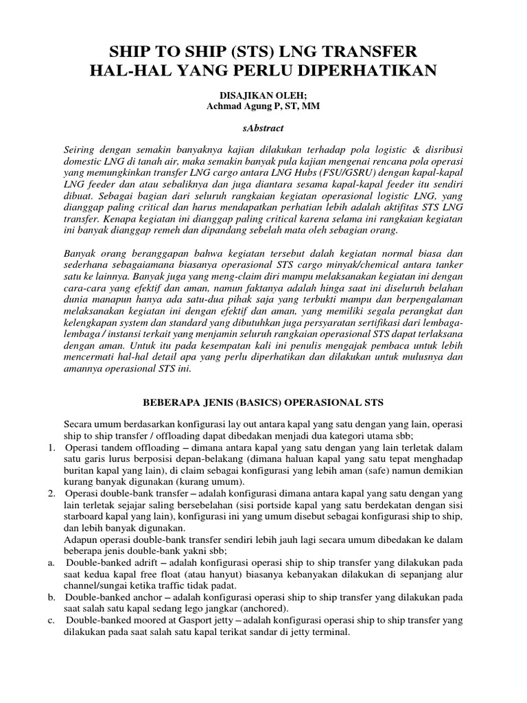 Ship To Ship (STS) LNG Cargo Transfers | PDF | Komputer