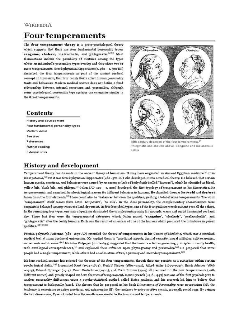 Four Temperaments | Download Free PDF | Scientific Theories | Psychology