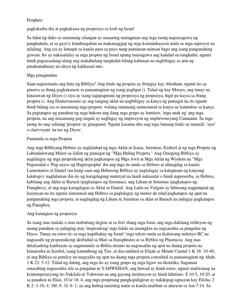 Prophets (Tagalog) | PDF