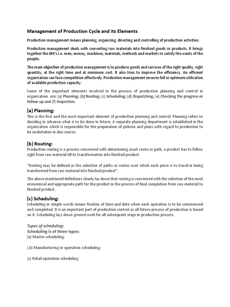 Management of Production Cycle and Its Elements | PDF | Routing | Mathematical Optimization