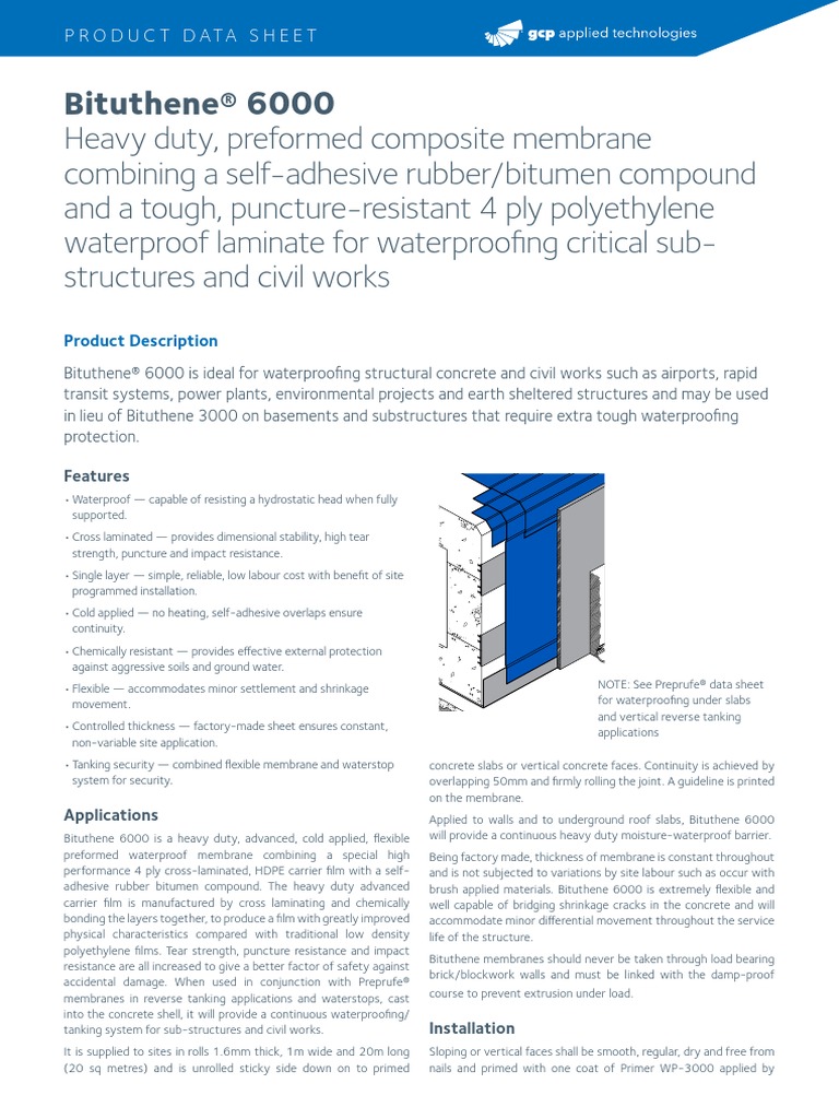 Bituthene 6000 | PDF | Concrete | Building Materials