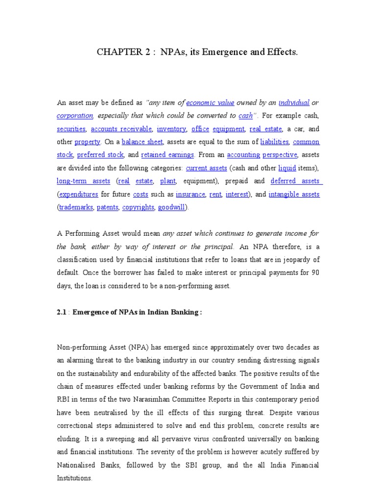 CH-2 - NPAs, Its Emergence and Effects | PDF | Banks | Interest