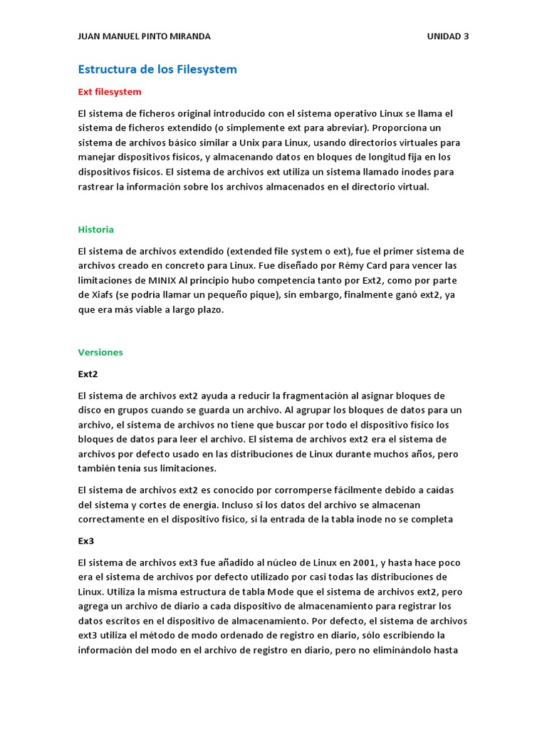 Estructura de Los Filesystem | PDF | Familias de sistemas operativos ...