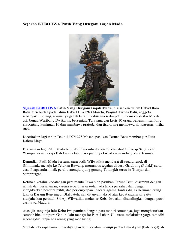 Sejarah KEBO IWA Patih Yang Disegani Gajah Mada | PDF