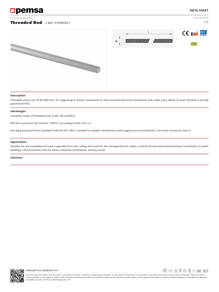 Specifications Threaded Rod 67030045 | PDF | Materials | Metals