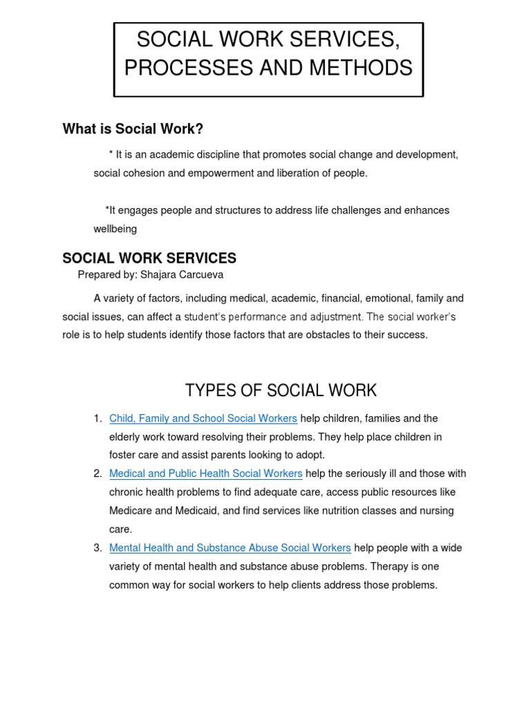 Overview Of Social Work Methods Pdf Social Work Mental Health