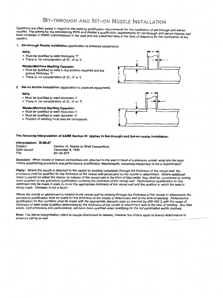 Set-On and Set-Through Nozzle Installation | PDF | Chemistry ...