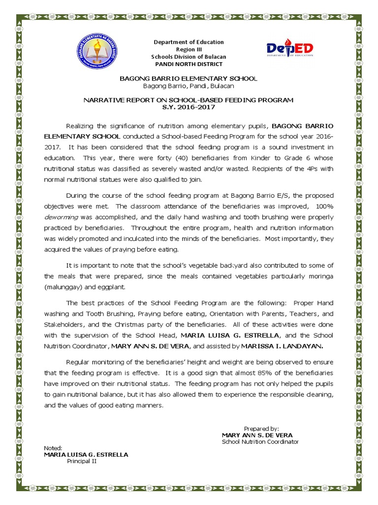 Feeding Narrative Bagong Barrio Es | PDF | Foods | Learning