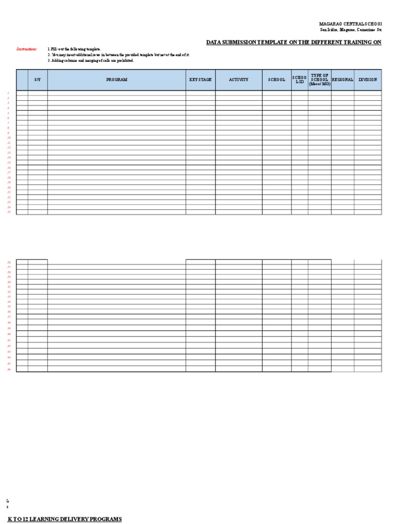 K-12 Training Data Submission Template | PDF