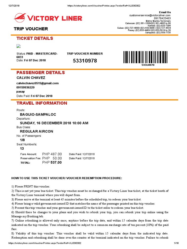Victory Liner Voucher | PDF | Conductor (Rail) | Ticket (Admission)