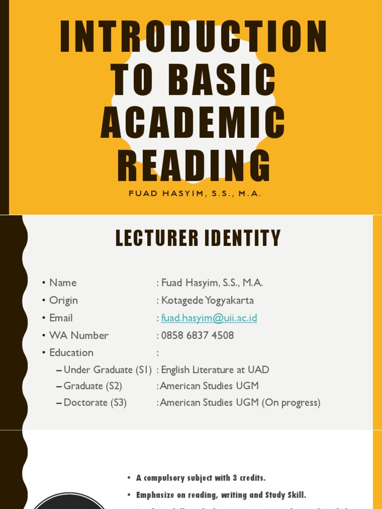 Basic Academic Reading Course Overview | PDF | Speed Reading ...