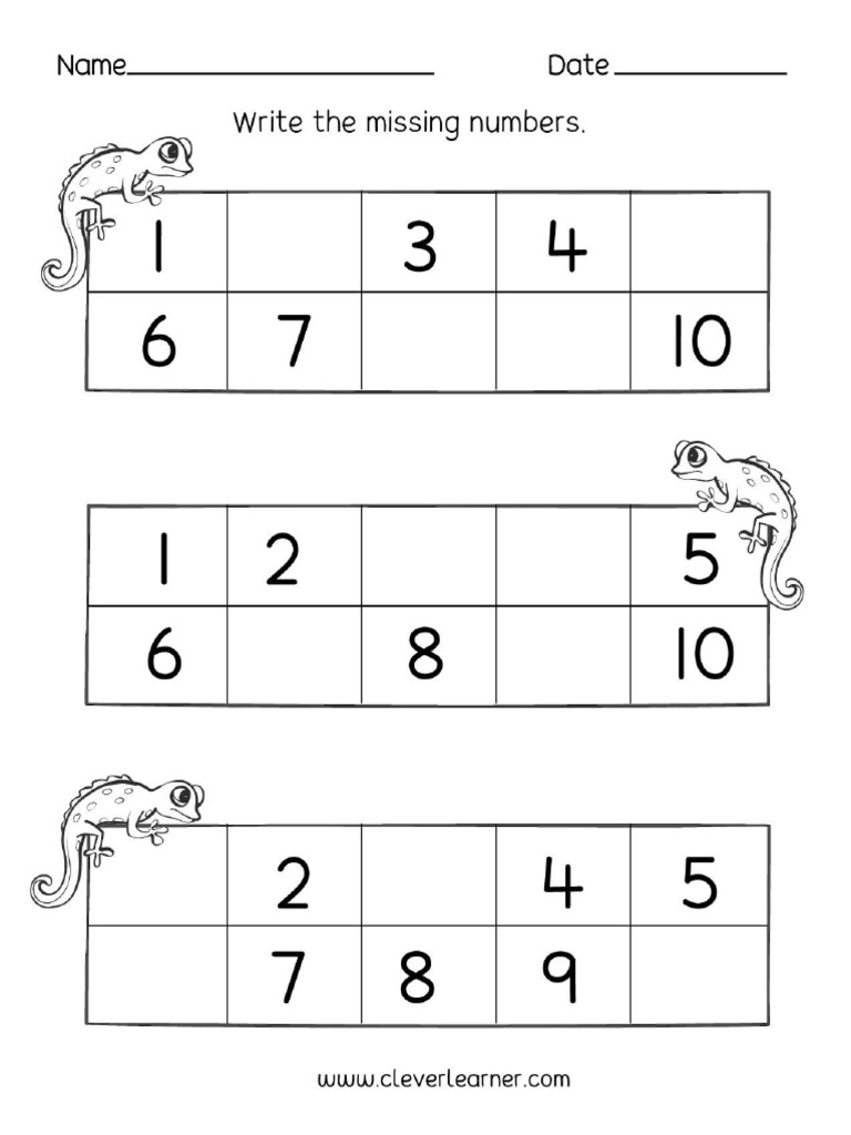 Missing Numbers Preschool Activity Worksheet 07 | PDF