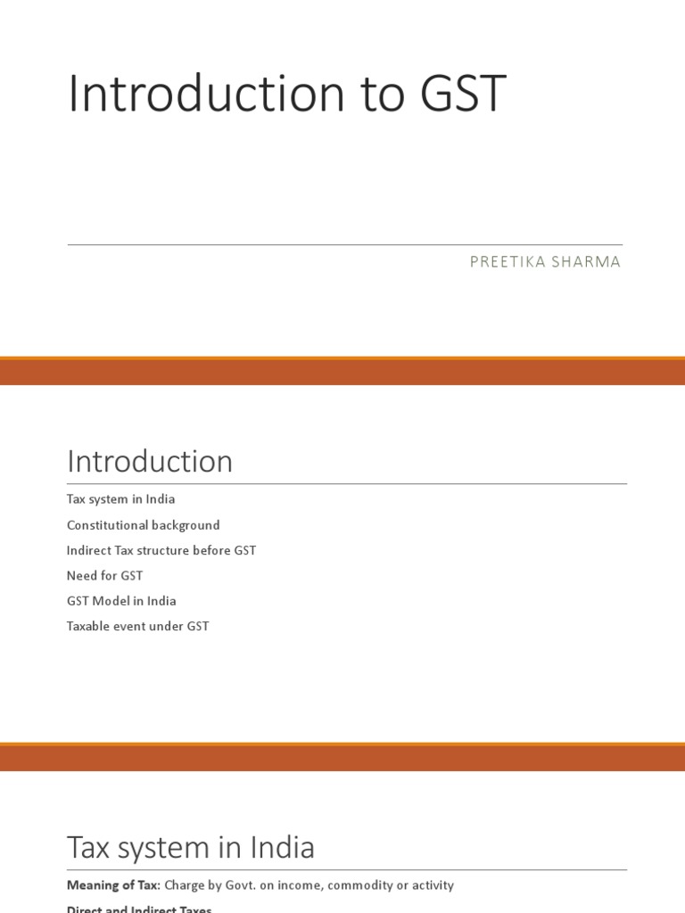 GST - Introduction To GST & Concept of Supply | PDF | Territorial ...