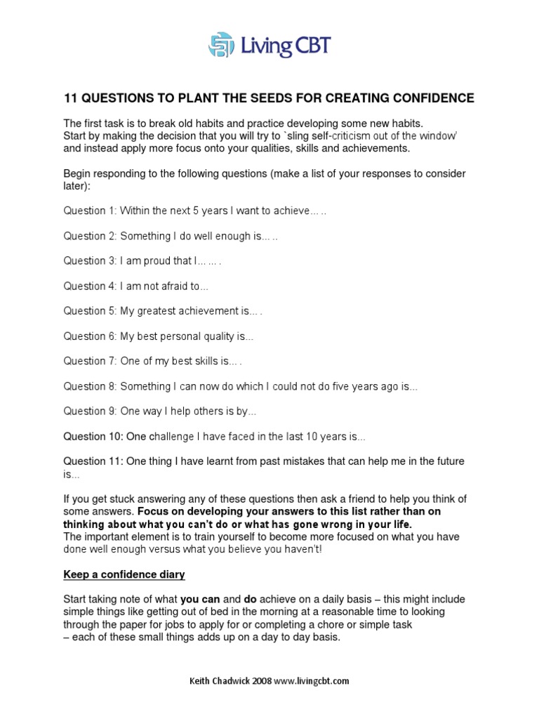 Confidence-Building Questions Guide | PDF