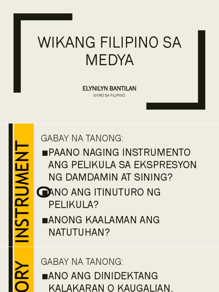 Wikang Filipino Sa Medya | PDF