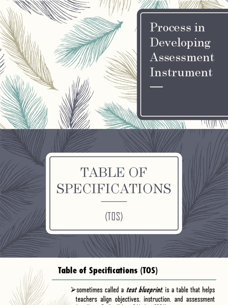 Creating Effective Table of Specifications | PDF | Educational ...