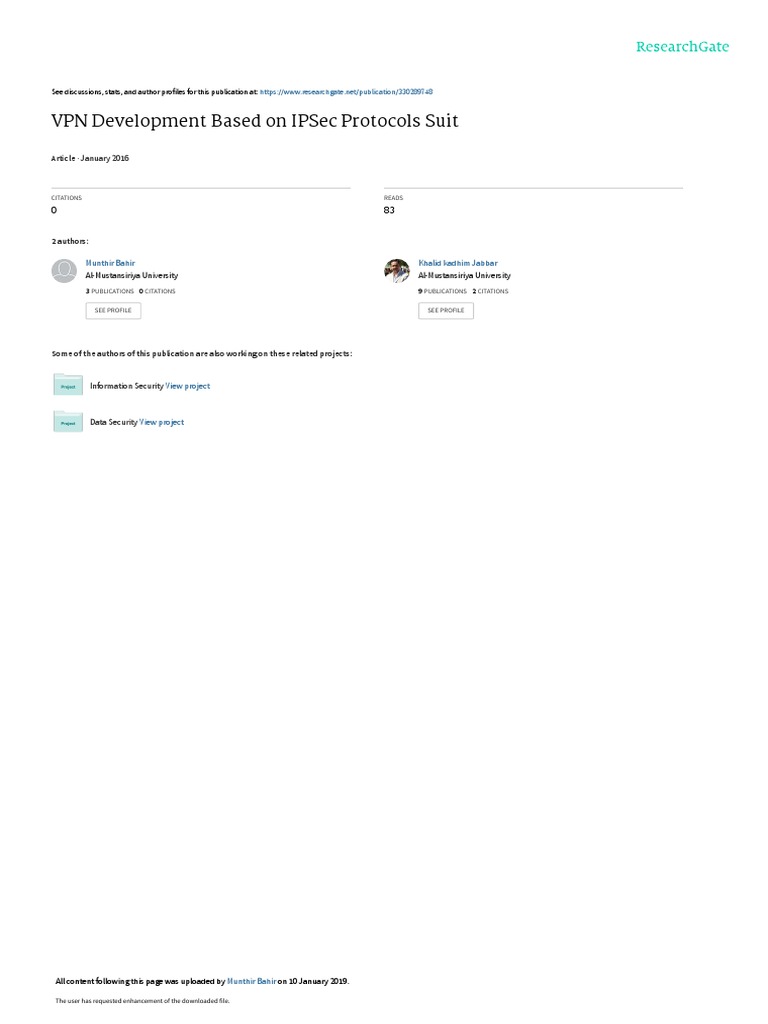 VPN Development Based On Ipsec Protocols Suit: January 2016 | PDF ...